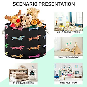Kigai Cotton Rope Basket Dachshund Dogs Large Storage Basket for Toys Blanket Baby Laundry Basket for Nursery, Closet, Bedroom, Home Organization