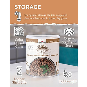 READYWISE - Simple Kitchen, Seasoned Ground Beef Crumbles, 22 Servings, MRE, Emergency Food Supply, Freeze Dried Meat, Freeze Dried Food, Canned Food, Ground Beef, Camping, Survival Food, 10 Can