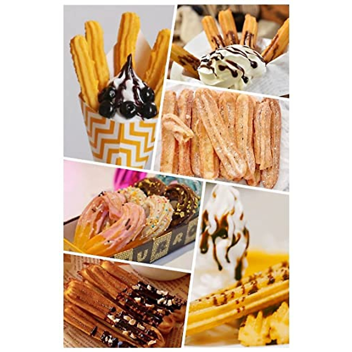 Commercial 3L Stainless Steel Spanish Churro Maker with 5 Nozzles and Manual Churro Filling Machine - Perfect for Home, Restaurant, and Bakery Use!