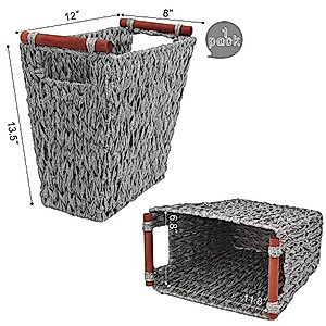 GRANNY SAYS Bundle of 1-Pack Wicker Wastebasket & 2-Pack Wicker Shelf Baskets