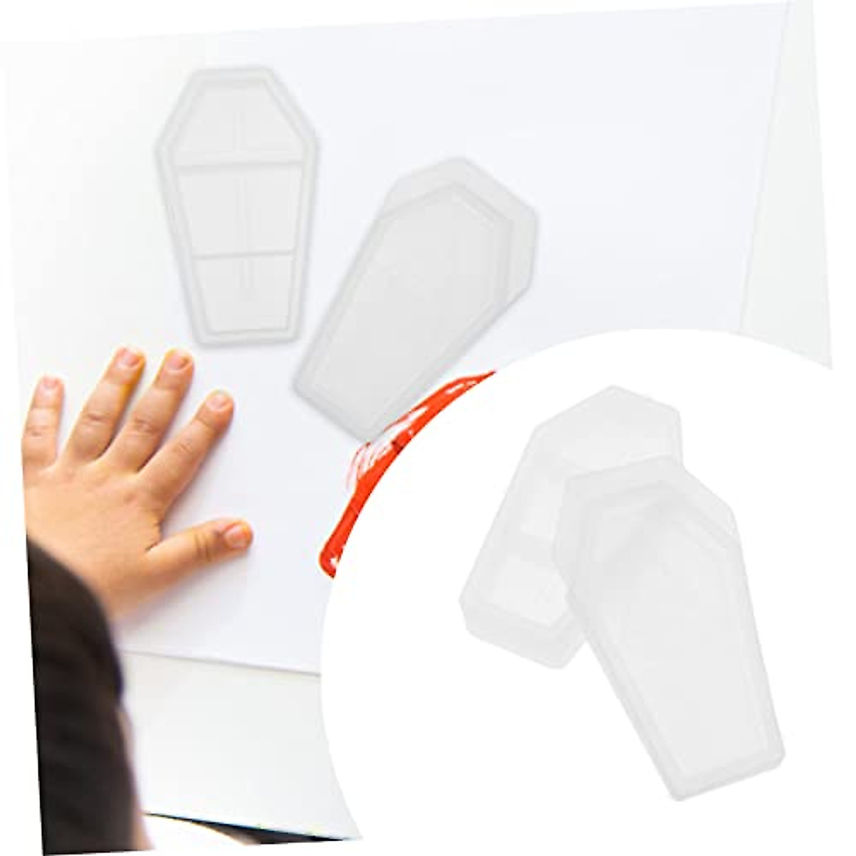 Amosfun 2 Sets Coffin Storage Mold Ornament Storage Box Makeup Storage Box Dice Resin Mold Resin Coffin Caskets Makeup Storage Tray Molds Handmade Craft Mold Handmade Mold for Home White