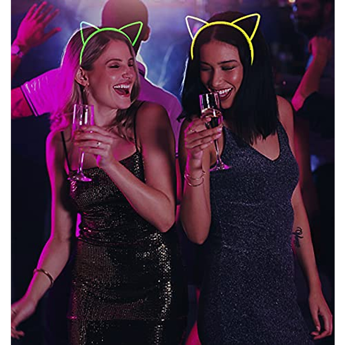 Suyegirl Cat Ear Headbands for Girls, 6 Pcs Glow Dark Headbands For Women, Halloween Hair Accessories for Women, Hair Hoop Tiara for Party Cosplay