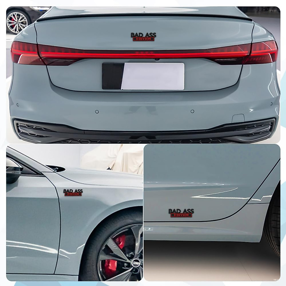 Zufoty Car Body Sticker, 3D Fender Badge Decal Car Sticker, Car Modification Label, 3D Letters Front Hood Badass Emblem Car Exterior Emblems Replacement Accessories Universal for Car Motorcycle SUV