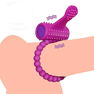 Vibrating Clitoral Stimulator Cock Ring, Silicone Penis Ring with Vibrator Ejaculation Delay Erection Enhance Adult Erotic Sex Toys for Men Couples