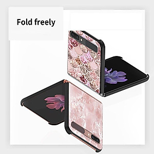 Gold Pink Rose Glitter Hearts Luxury Black Hard Case for Samsung Z Flip 3 Z Flip 4 5G Phone Case,Z5,for Z Flip 3 5G