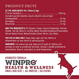 WINPRO Pet Health & Wellness Chews for Small Dogs, 60 Soft Chews, Plasma Powered, Grain Free Supplement for Small Dogs Providing Vitality and Immunity Support