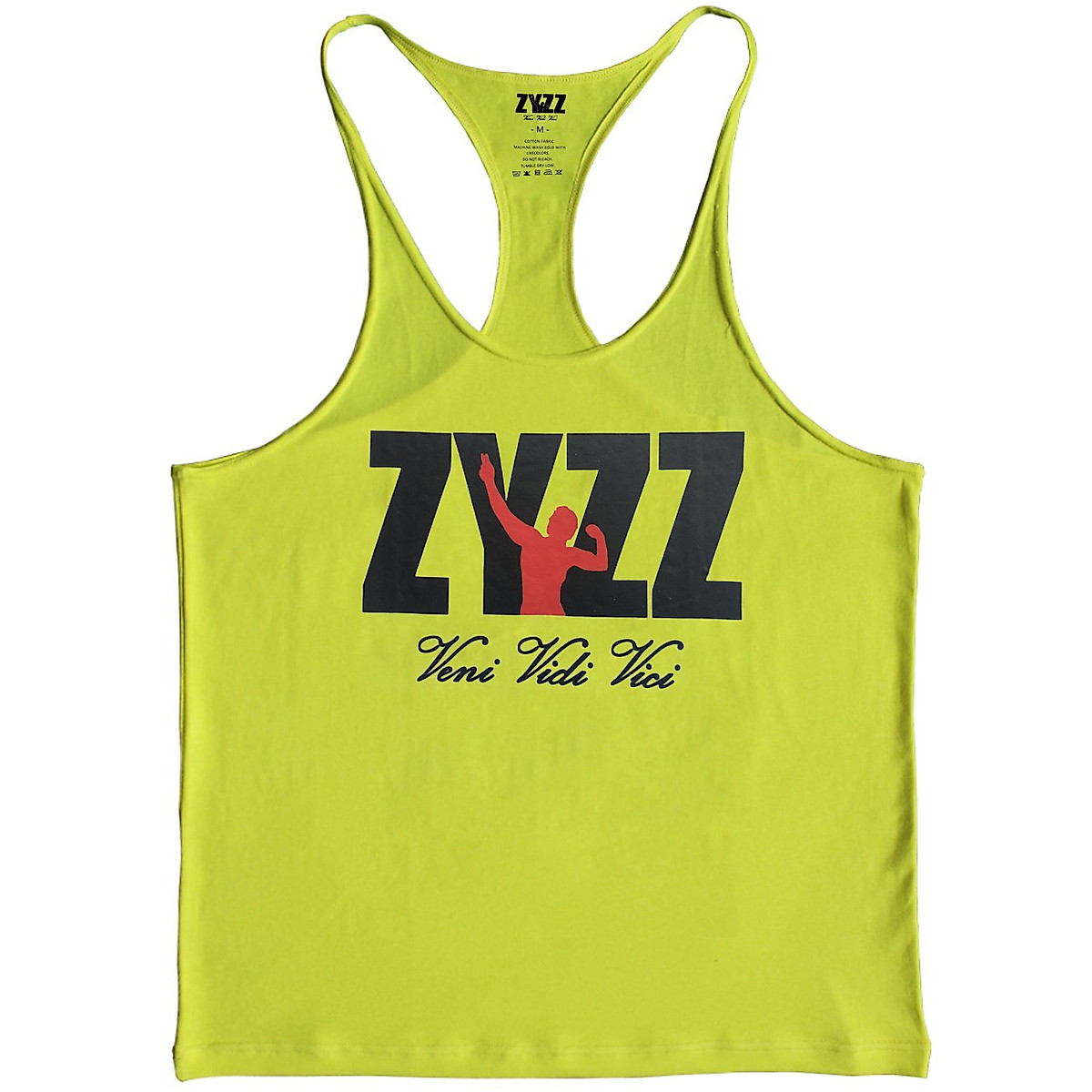 JEEING GEAR Alivegear Men's Stringer Training Bodybuilding Workout Gym Tank Tops Y Back Cotton Yellow M