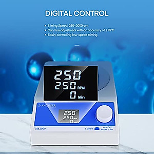 ANZESER Magnetic Stirrer w/Timer, Magnetic Stir Plate w/LCD Display, 3.5L Digital Magnetic Mixer, Lab Stirrers w/Stir Bar (No Heating) (Blue)