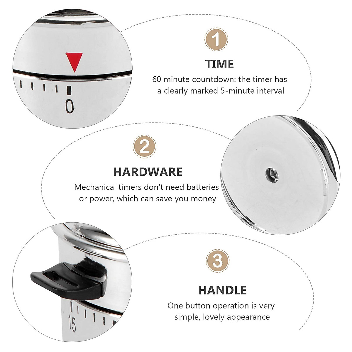 HANABASS 60 Minutes Kitchen Timer Pot Kitchen Timer Mechanical Kitchen Timer Cooking Pot Kitchen Timer Rotating Kitchen Timer Metal Mechanical Rotating Kitchen Timer Reminder