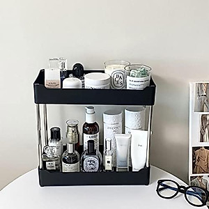 FIZZOQI Two Layers of Black Storage Shelf Display Rack Multifunctional Kitchen Finishing Rack Minimalist Desktop Rack Dormitory Makeup Finishing Rack