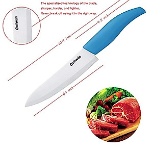 Ceramic Knife Set Color Ceramic Knives Set with Stain Resistant 6 inch Chef Knife, 5 inch Steak Knife, 4 inch Fruit Knife, 3 inch Sushi Knife, Peeler