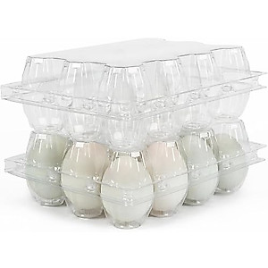 30 Packs Large Plastic Egg Cartons with Sticker Labels, 3 x 4 Grids Chicken Egg Tray Holders, Holds Up to 12 Eggs Clear Crate Bulk, Reusable Egg Carton for Family Pasture Farm Markets Display (30)