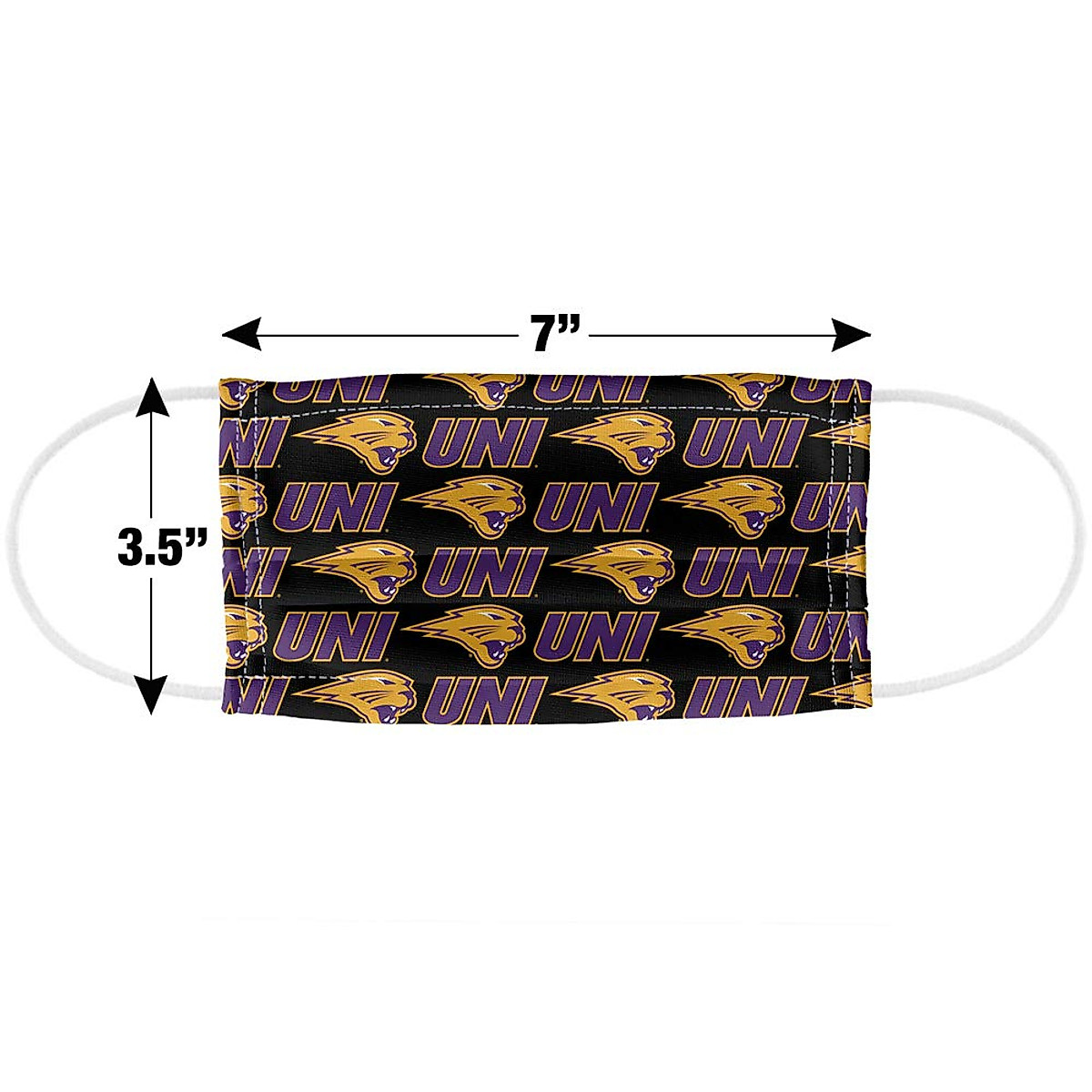 Popfunk University of Northern Iowa Logo Repeat - UNI Panthers Home 1-Ply Reusable Face Mask Covering with Adjustable Nose Wire, Unisex