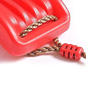 Plastic Swing Seat,Kids Swing Seat with 6.6ft Adjustable Rope and 2 Carabiners,Red Swings for Backyard Playground Indoor Outdoor