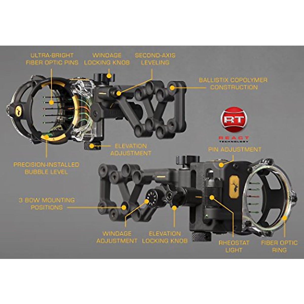 Trophy Ridge React H5 Archery Bow Sight, Right Hand, 0.019 Pin