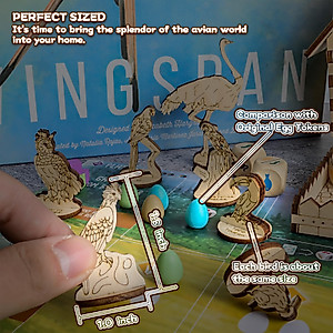 Bird Action Tokens Set of 100 PCS Laser Cut Plywood Markers, 25 Unique Bird Types Upgraded Game Accessories for Wingspan