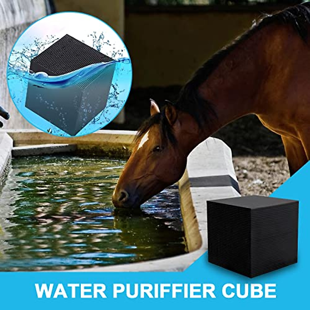 Banoo, Water Purifier Cube, Eco-Aquarium Filter Active Carbon ​Ultra ​Strong Filtration and Absorption ​Aquarium Filter ​Media Activated ​Charcoal Cubes ​for Ponds, Fish Tank, Water Tan, 4X4X4 Inch