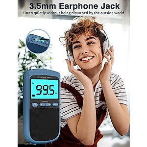 AM FM Walkman Radio: 900mAh Rechargeable Portable Transistor Pocket Radio with Best Reception Digital Tuning, LCD Screen,Stereo Earphone Jack, Sleep Timer and Alarm Clock for Jogging,Walking(Blue)