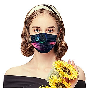 50PCS Disposable Starry Galaxy Pattern Face Masks,3 Ply Breathable Safety Mask,Disposable Mouth Face Cover for Adults(Galaxy C)