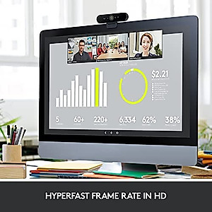 Logitech Brio 4K Webcam, Ultra 4K HD Video Calling, Noise-Canceling mic, HD Auto Light Correction, Wide Field of View, Works with Microsoft Teams, Zoom, Google Voice, PC/Mac/Laptop/Tablet, Black