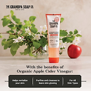 The Grandpa Soap Company Apple Cider Vinegar Body Wash - Purifies and Cleanses to Leave Skin Glowing, With Apple Cider Vinegar and Apple Juice, Helps Revitalize Skin, Vegan, 9.5 Fl Oz
