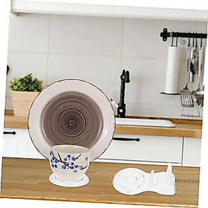 ORFOFE 2Pcs Acrylic Cup Display Rack Transparent Saucer Display Stand for Countertop Glass Cup Holder and Cup and Saucer Display Stand Stylish Organizer for Home and Kitchen