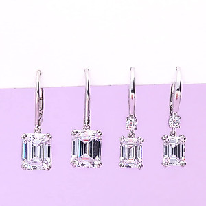 BERRICLE Sterling Silver Cubic Zirconia CZ Fashion Leverback Dangle Drop Earrings for Women, Rhodium Plated