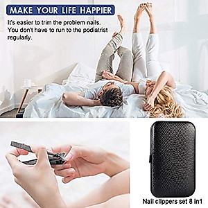 Manicure Pedicure Kit Nail Clippers Set 18 in 1 High Precision Stainless Steel Cutter File Sharp Scissors for Men & Women Fingernails & Toenails Vibrissac Scissors with Stylish Case (black&red_8in1)