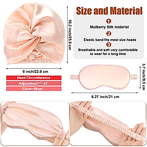 SATINIOR 4 Pcs Silk Bonnet Sleep Cap Women Silk Hair Wrap for Sleeping and Comfortable Sleep Eye Covering, 4 Piece Set(Black, Pink)