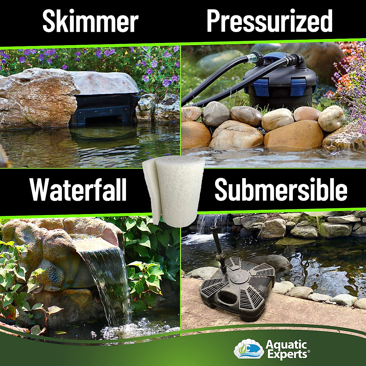 Classic Koi Pond Filter Pad FINE - White Bulk Roll Pond Filter Media, Ultra-Durable Pond Filters for Outdoor Ponds, Reusable Fish Pond Filter Material, USA, Aquatic Experts (3/4" - 1" x 12" x 72")