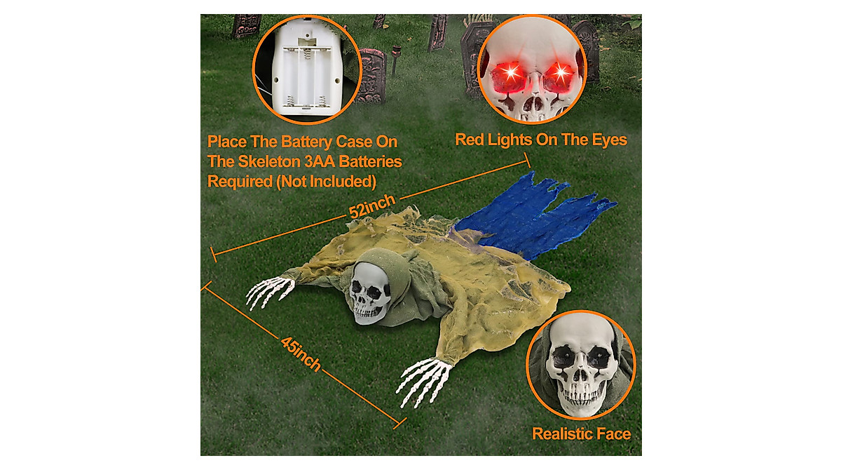 52" Crawling Zombie Animatronic Prop - Spooky Halloween Decor