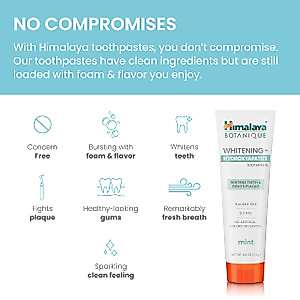 Himalaya Botanique Whitening + Hydroxyapatite Toothpaste for Whiter Teeth & Fresher Breath, Fights Plaque with Hydroxyapatite Support & Mint Flavor, Fluoride Free, SLS Free, & Vegan, 4.0 oz, 4 Pack
