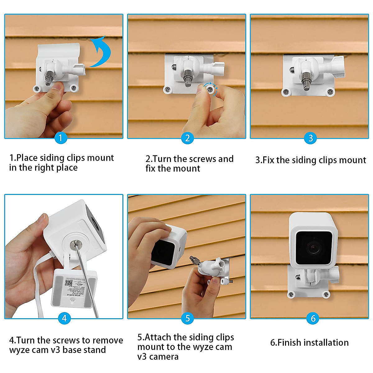 HOLACA 1Pack White Portable Electronic Device Mount for Dashboard, Compatible with Wyze Cam V3 Camera, 360-degree Rotation and 90-degree Tilt, No Holes or Tools Required