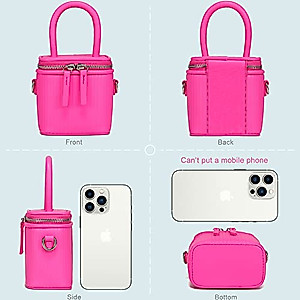 HIYOLALA Cute Mini Purses for Women, Trendy Mini Crossbody Bag with Removable Strap (Hot Pink)