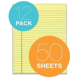 TOPS 7522 The Legal Pad Glue Top Pads, Legal/Wide, 8 1/2 x 11, Canary, 50 Sheets (Pack of 12)