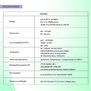 YUESFZ Precise Digital Tester Portable Ph/ec/Temp 3 in 1 Test Pen Handheld Ph Value Ph Meter Water Quality Tester for Pool Home Water Quality Practical Water Quality Detector