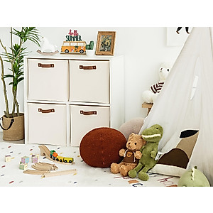 StorageWorks Storage Bins For Shelves With Metal Frame and Fabric Storage Box with PU Handles