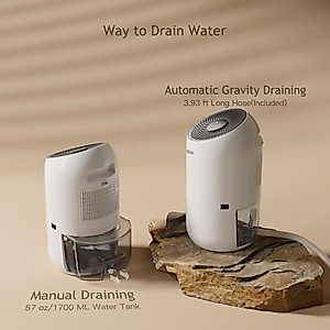 Mylinskin 720 Sq. Ft Dehumidifier for Home and Bedroom, 57oz(1700ml) Quiet Dehumidifiers with Drain Hose, 2 Working Modes, Auto Shut Off, Low dB - Small Dehumidifier for Bathroom, Basement, Closet, RV
