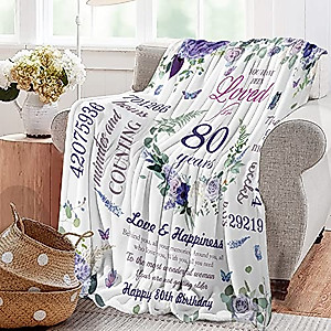80th Birthday Gifts for Women, Women 80th Birthday Decorations, 80th Birthday Gifts for Her, Birthday Blanket Birthday Gifts Ideas for Grandma, Mom, Sister, Wife, Friend, Aunt, Soft Blanket 50’’X60’’