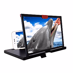 12" Screen Magnifier for Cell Phone 3D HD Magnifing Projector Screen Enlarger Smartphone Desktop Bracket Universal Cellphone Screen Magnifier Holder (Black)