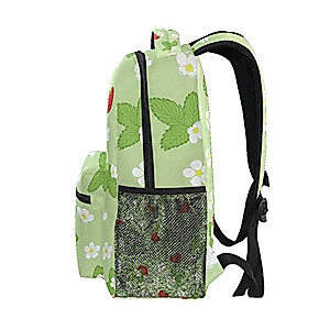 Bookbags Laptop Backpack for High School Adult Women Strawberry Green Travel College Teens Student Casual Shoulder Daypack