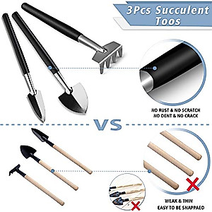 Succulent Tools, 13 Pcs Mini Garden Tool Set, Transplanting Tools Set,Succulent Care kit for Succulent Miniature Gardening Plant, Black
