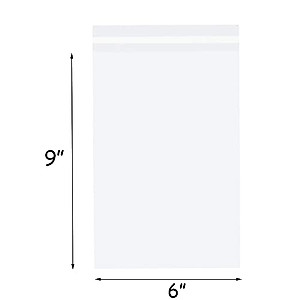 RFWIN Clear Cellophane Bags Self Sealing Treat Bags, 6 x 9 Inches Self-Adhesive Cello Bag for Sweet Popcorns, Birthday Candy Cookies, Valentine Chocolates Lollipops, Soap Jewelry Photo Cards