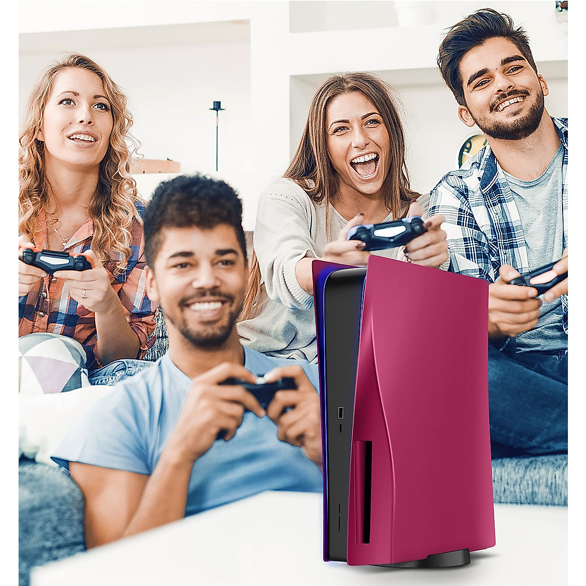 PS5 Faceplate Case PS5 Plate Cosmic Red Replacement Cover for Disc Playstation 5, Hard Shell Case Shockproof Side Plates Skin for PS5 Disc Version Console - Red