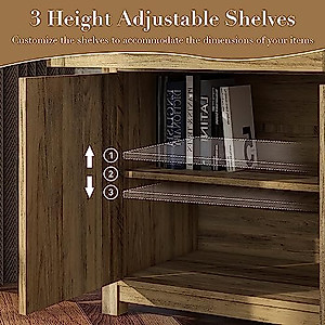 WESOME Farmhouse Bar Cabinet for Liquor and Glasses with Barn Door and Drawer, Liquor Cabinet Bar for Home/Kitchen/Dining Room, Yellow Walnut