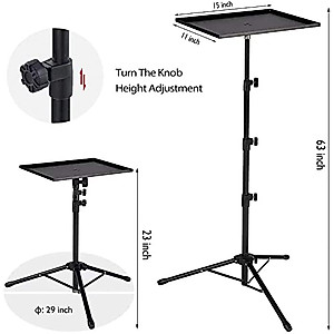 ESDDG Projector Stand Tripod, 23" to 63" Laptop Stand with Tripod Music Stand Tripod for Camera Portable Tripod with Adjustable Height, Projector Tripod Stand