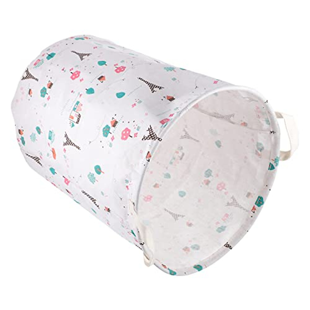 2pcs Cotton Home Style Bin Organizer Baby Folding Dirty Room Saving with Buck Hamper Basket Living Double Foldable Bucket Clothes Handles Container Round