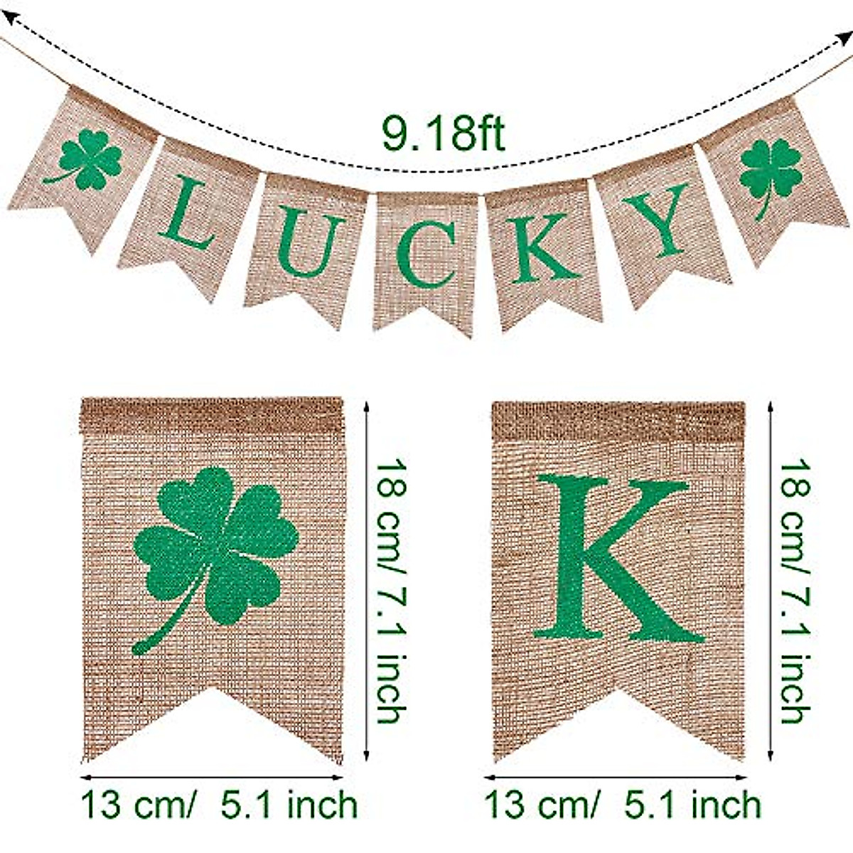 3 Pieces St. Patrick's Day Banner Decoration Irish Lucky Burlap Banner Felt Shamrock Clover Garland Banner for St. Patrick's Day Irish Party Supplies