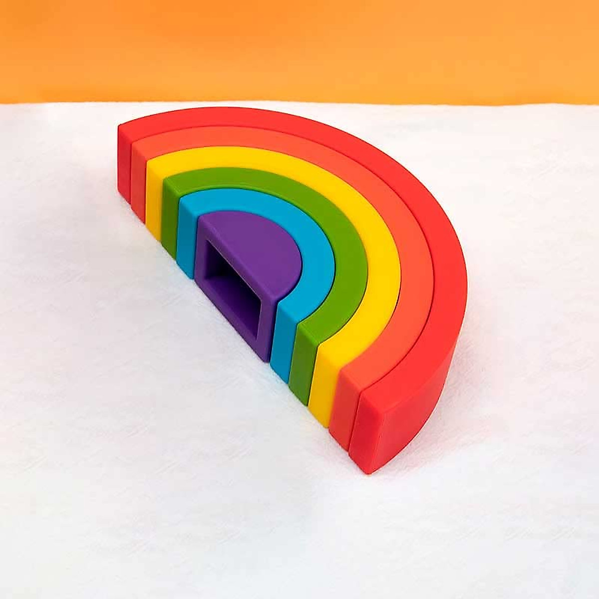 Rainbow Stacking Toy | Montessori Toy for Babies | Silicone Stacker | Sensory Toy | Building Puzzle Toy | Rainbow Stacker | Rainbow Toy | Pride Rainbow | Rainbow Puzzle - 6 Layers (Rainbow Colors)