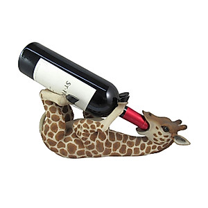 DWK Tall Drink Giraffe Decorative Table Top Wine Bottle Holder | Home Bar Decor | Wine Accessories for a Wine Bar | Kitchen Organization | Great Gifts for Her - 13.5"